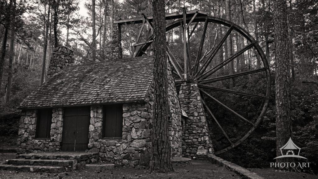 Old Mill at Berry College - B&W Photo Art Pavilion