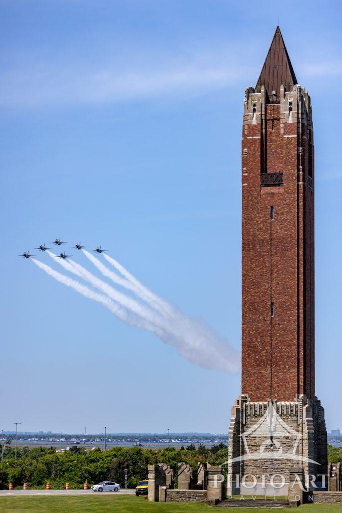United States Air Force Thunderbirds flying past the Jones Beach State ...