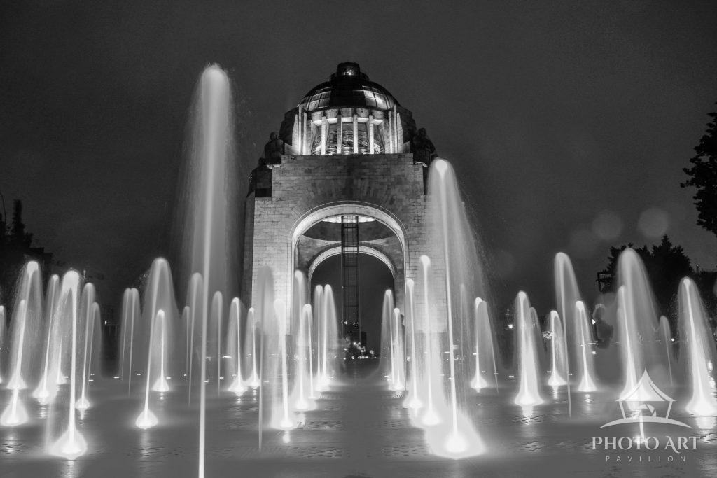 Fountains at Monumento a la Revolution B&W Photo Art Pavilion