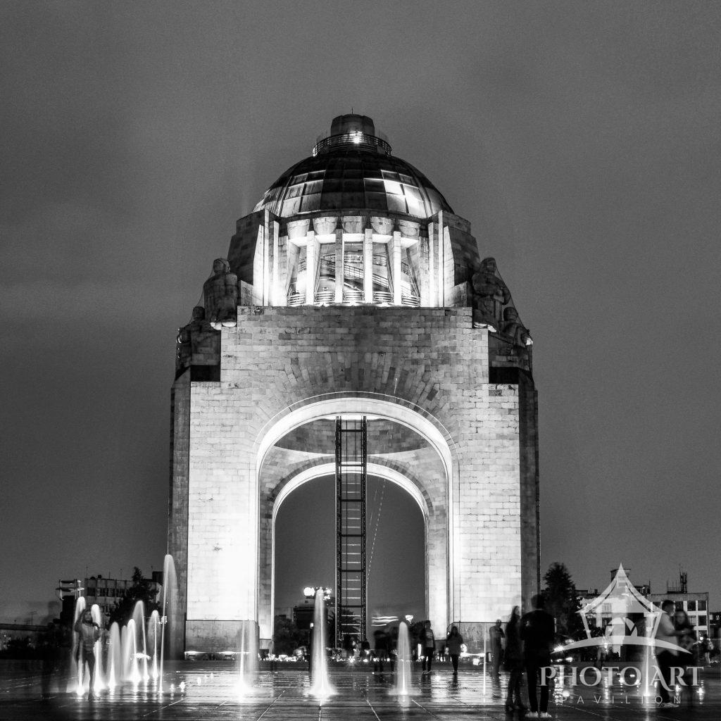 Night at Monumento a la Revolution B&W Photo Art Pavilion